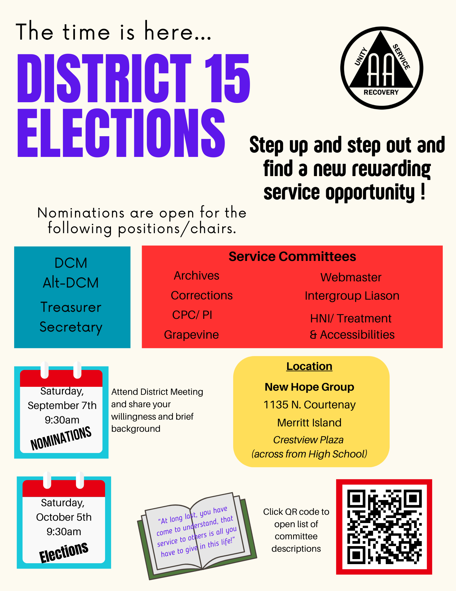 Events – AA District 15 Brevard County FL